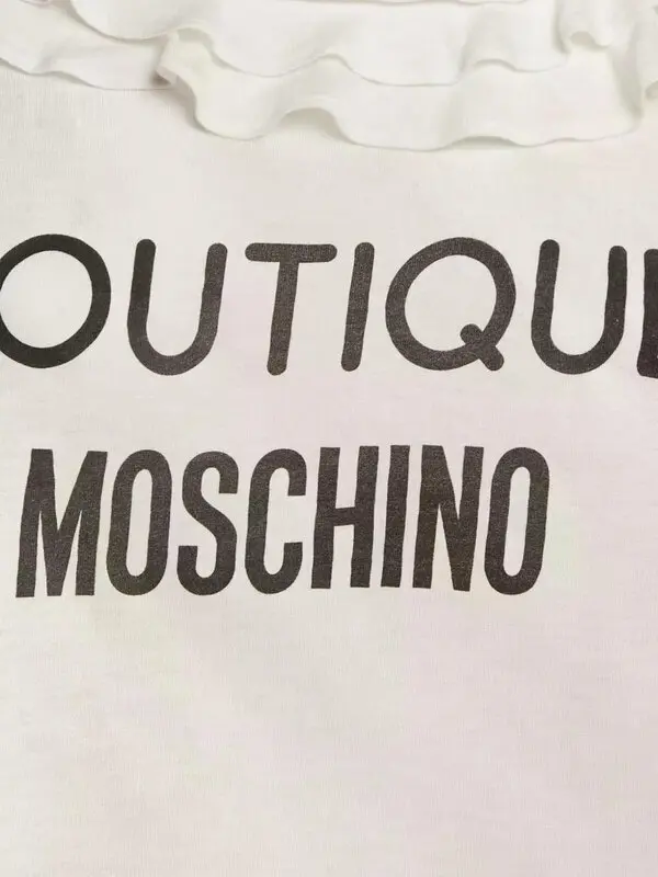 Moschino Ruffle-neck Logo-print T-shirt - White