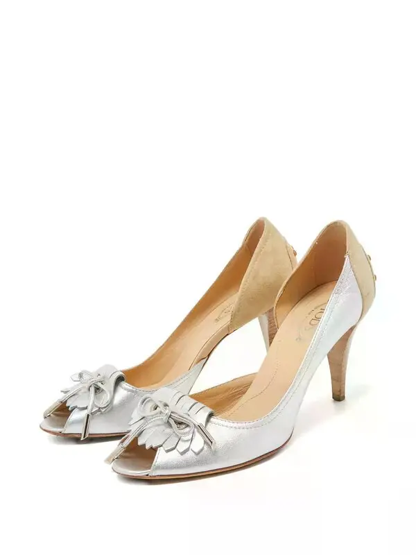 TOD'S 80mm Leather Fringed Peep-toe Pumps