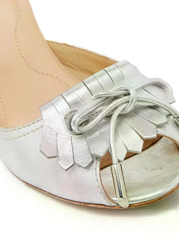 TOD'S 80mm Leather Fringed Peep-toe Pumps