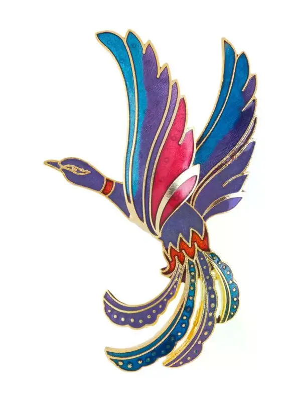 SUSAN CAPLAN 1980s Paradise Bird Brooch - Purple