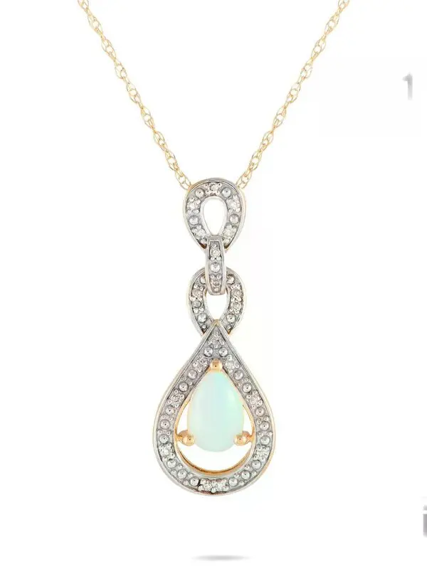LB EXCLUSIVE 14k Yellow Opal And Diamond Necklace - Gold