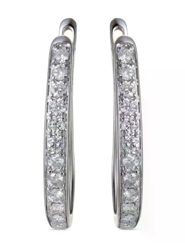 LB EXCLUSIVE 14k White Gold Diamond Hoop Earrings - Silver