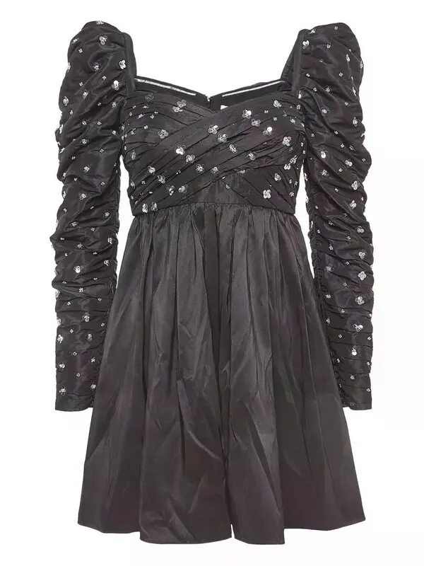 SELF-PORTRAIT Puff Sleeves Sequins Mini Dress