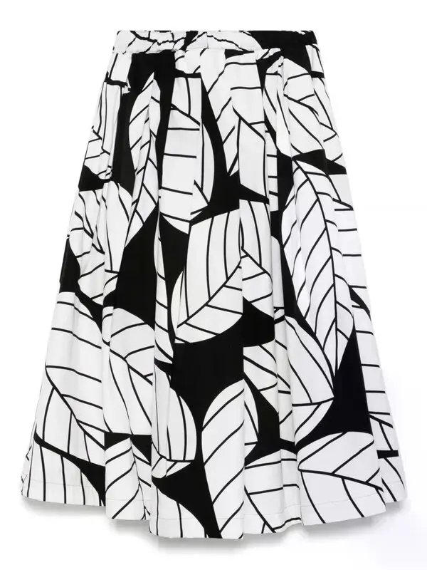 Comme Des Garçons Leaf-print Midi Skirt