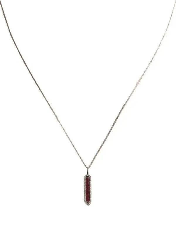 LB EXCLUSIVE 14k White Gold Diamond And Ruby Necklace - Silver