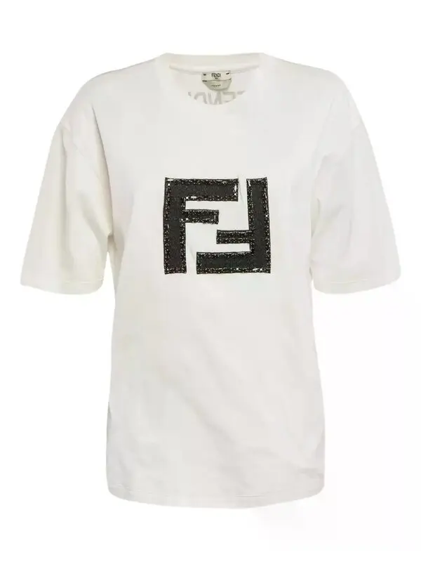 Fendi Sequin-embellished Logo T-shirt - White