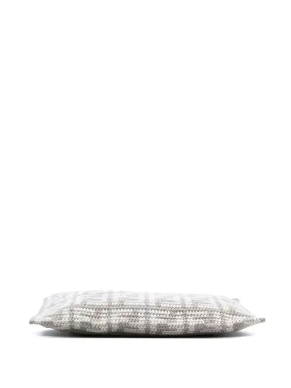 Fendi Large Woven Fabric And Calfskin Flat Pouch - Grey