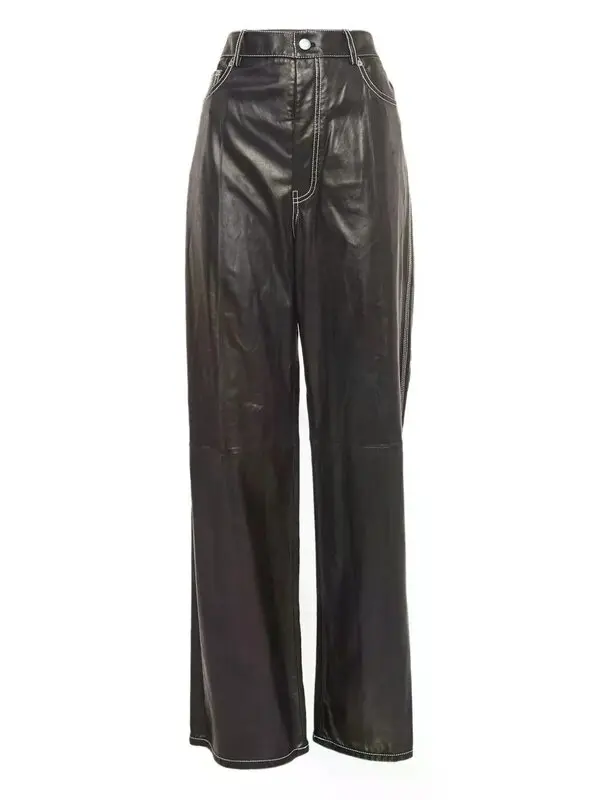 Helmut Lang Leather Contrast-stitch Trousers
