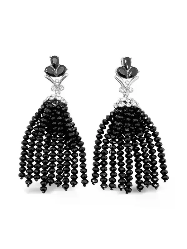 JENNIFER GIBSON JEWELLERY 1990s Monet Tassel Crystal Earrings - Silver