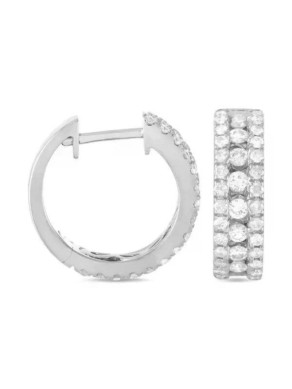 LB EXCLUSIVE 14kt White Gold 1ct Diamond Hoop Earrings