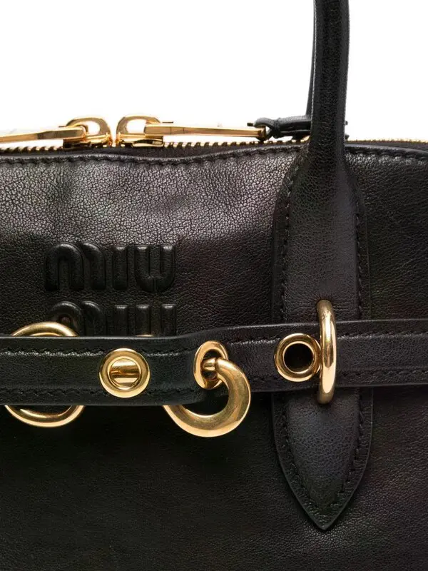 Miu Miu Aventure Leather Tote Bag - Black