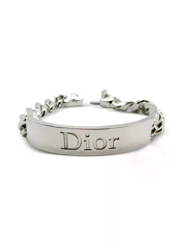 Dior 2000s Chunky-logo Id Bracelet - Silver