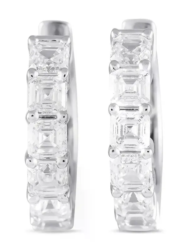 LB EXCLUSIVE 18k White Gold Diamond Huggie Earrings - Silver
