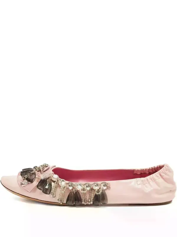 LOUIS VUITTON Crystal-embellished Ballet Flats - Pink