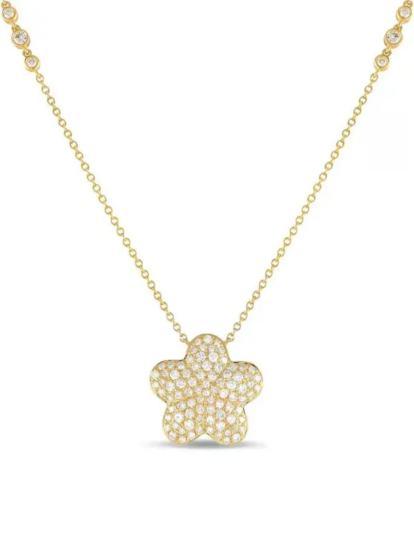 LB EXCLUSIVE 18kt Yellow Diamond Flower Necklace - Gold