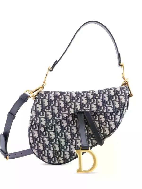 Dior Saddle Handbag With Strap Oblique Canvas Medium Shoulder Bag - Blue