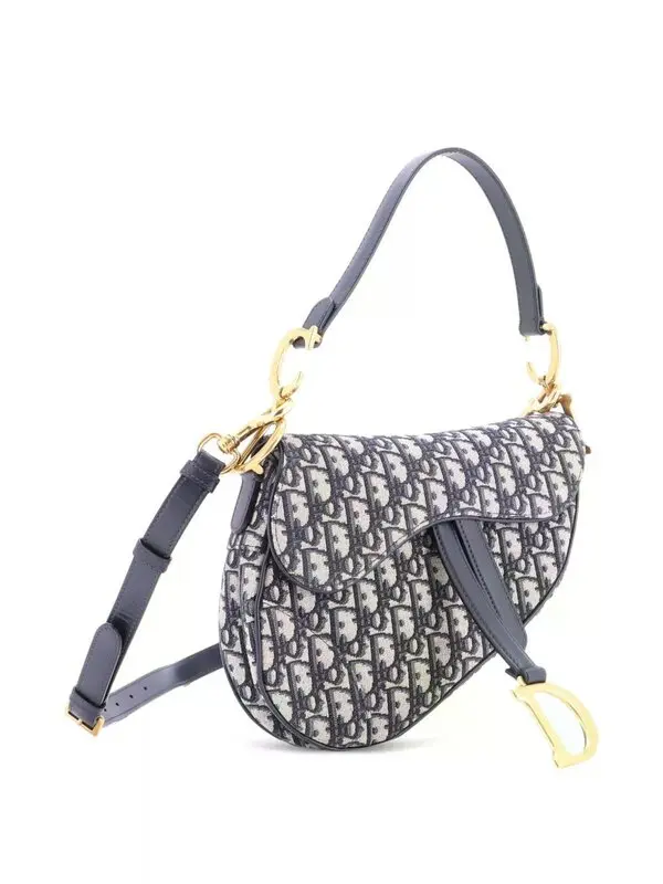 Dior Saddle Handbag With Strap Oblique Canvas Medium Shoulder Bag - Blue