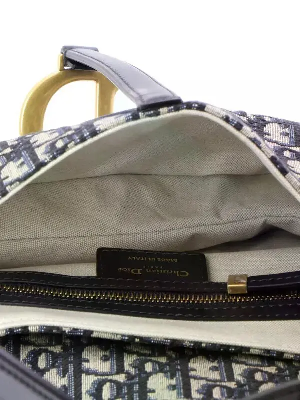 Dior Saddle Handbag With Strap Oblique Canvas Medium Shoulder Bag - Blue