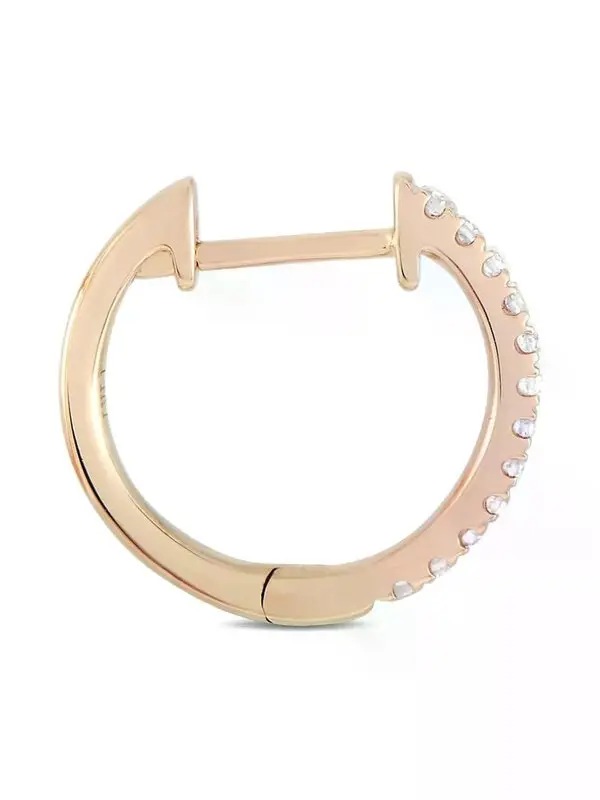 LB EXCLUSIVE 14k Rose Gold Diamond Huggie Hoop Earrings - Pink