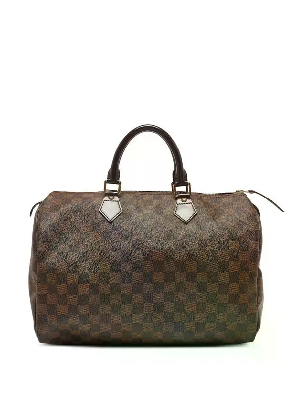 LOUIS VUITTON Damier Ebène Speedy 35 Tote Bag - Brown