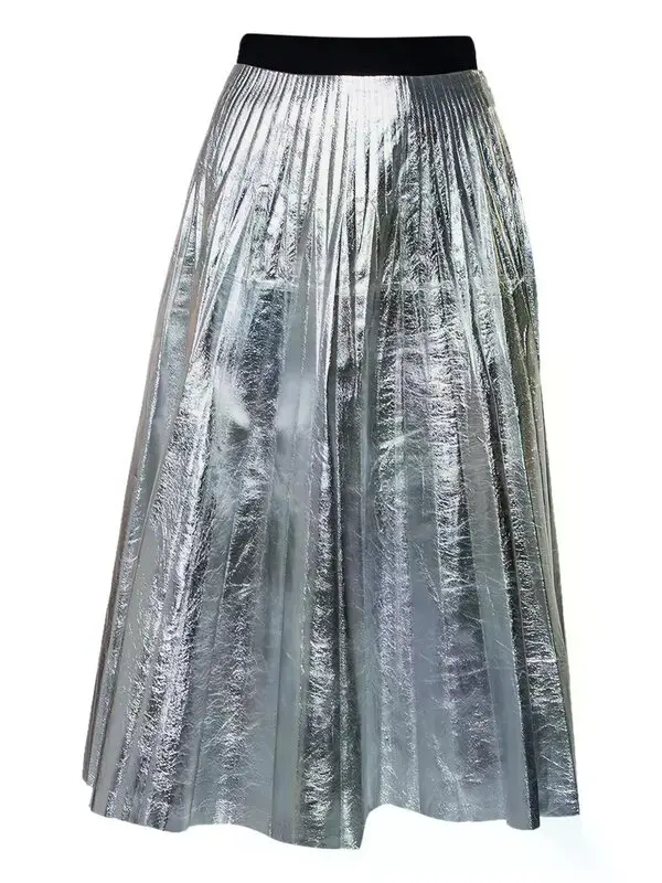 Gucci Pleated Leather A-line Skirt