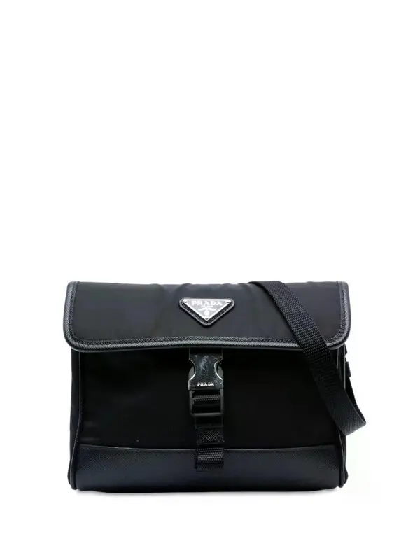 Prada Re-nylon And Saffiano Smartphone Case Crossbody Bag - Black