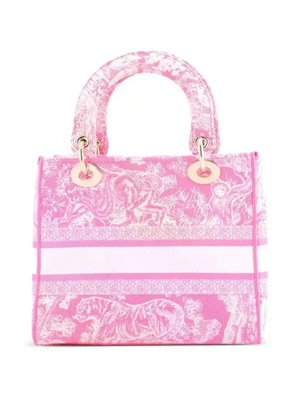 Dior Toile De Jouy Lady D-lite Embroidered Canvas Tote Bag - Pink