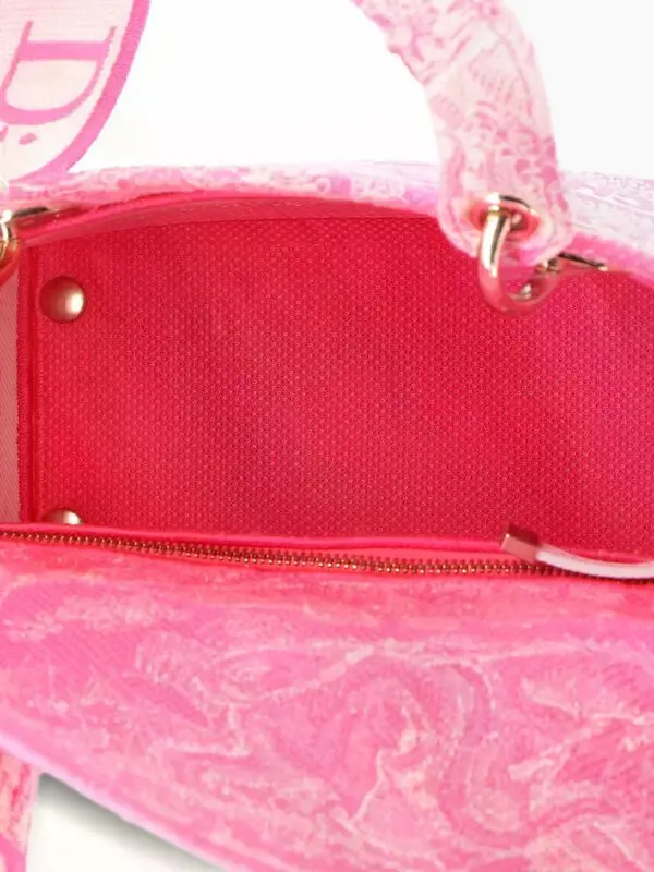 Dior Toile De Jouy Lady D-lite Embroidered Canvas Tote Bag - Pink