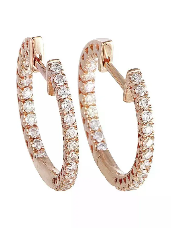 LB EXCLUSIVE 14k Rose Gold Diamond Hoop Earrings - Pink