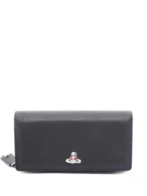 VIVIENNE WESTWOOD Bi-fold Saffiano-leather Long Wallet - Black
