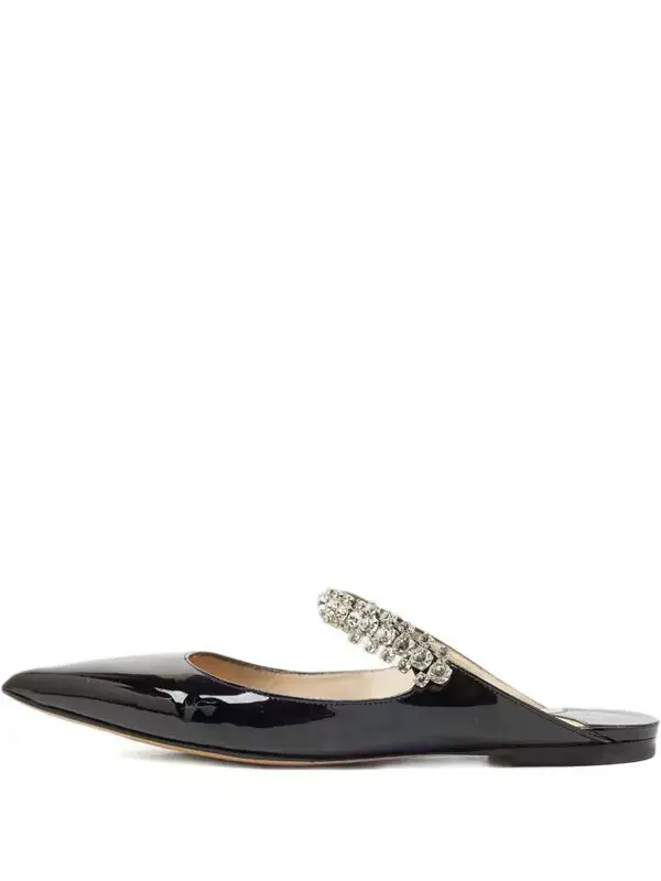 JIMMY CHOO Leather Crystal-embellishment Mules - Black