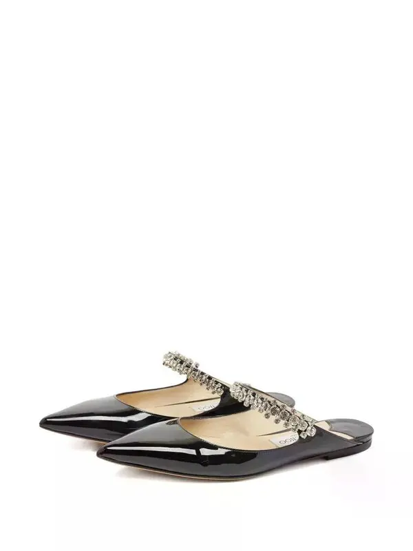 JIMMY CHOO Leather Crystal-embellishment Mules - Black