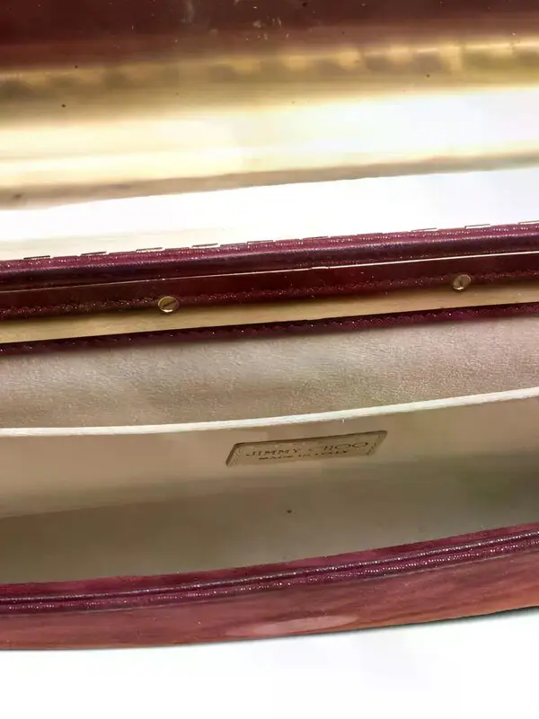 JIMMY CHOO Leather Metal-flap Clutch Bag - Red