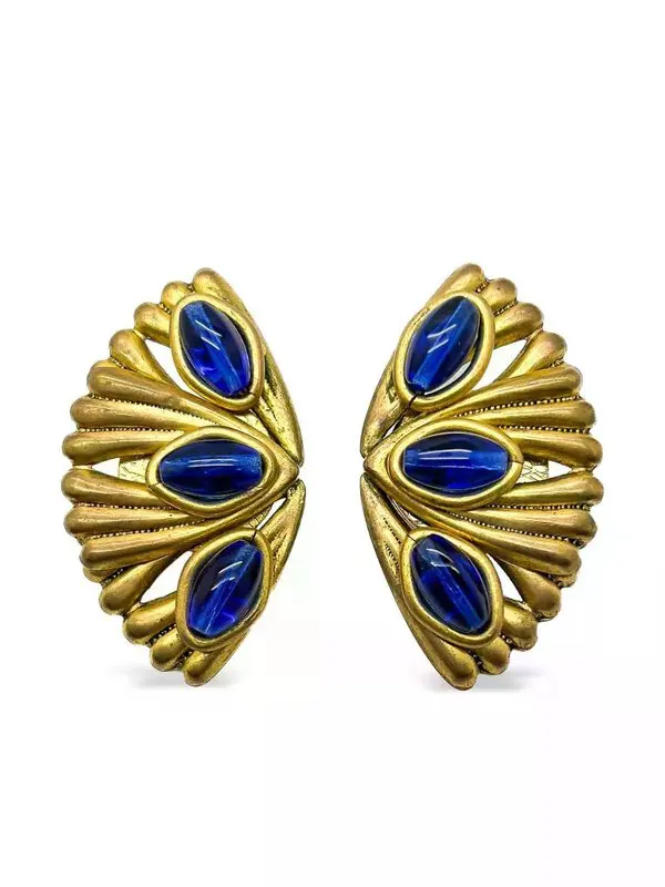 JENNIFER GIBSON JEWELLERY 1980s French Fan Earrings - Gold