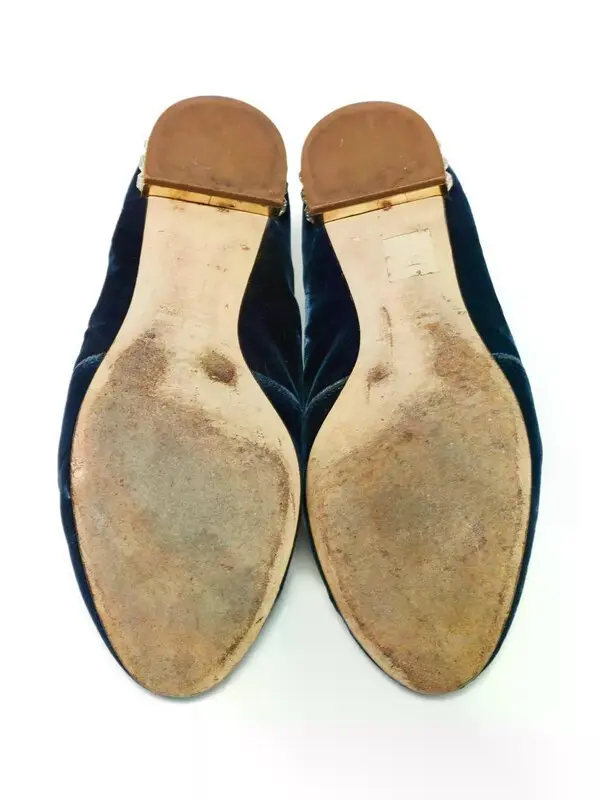 Miu Miu Embroidered Velvet Loafers - Blue