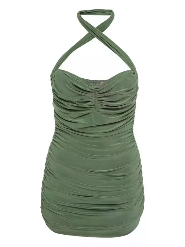 Norma Kamali Gathered Halterneck Strapless Swimsuit - Green