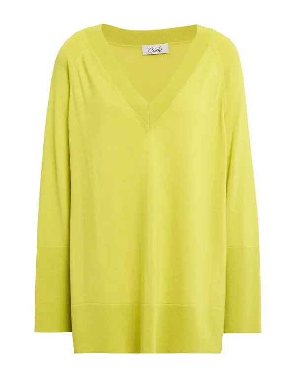 CROCHÈ Lime Merino Wool V-neck Sweater