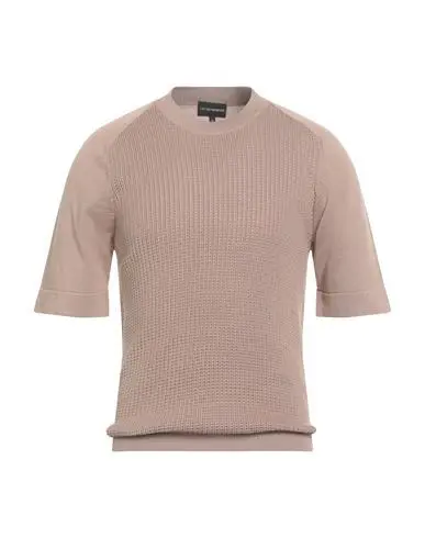 Emporio Armani Cotton Knit Short Sleeve Sweater - Light Brown