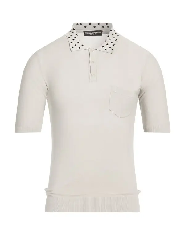 Dolce & Gabbana Polo Shirt In Light Silk - Light Grey