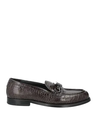 MICH SIMON Charcoal Leather Crocodile-print Loafers