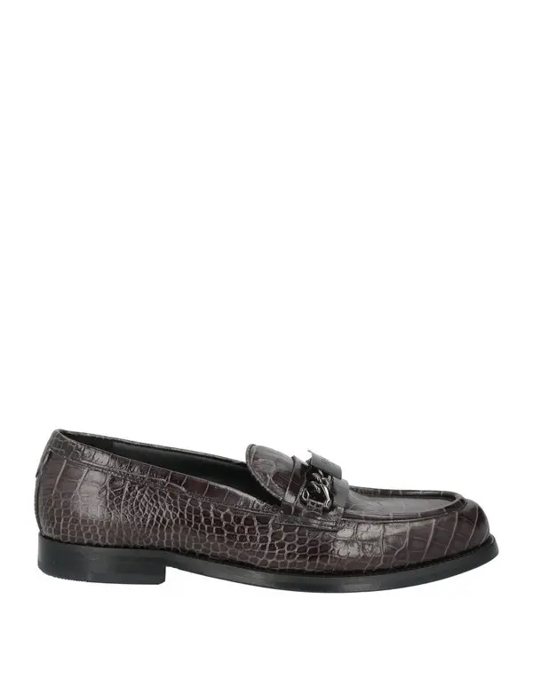 MICH SIMON Charcoal Leather Crocodile-print Loafers