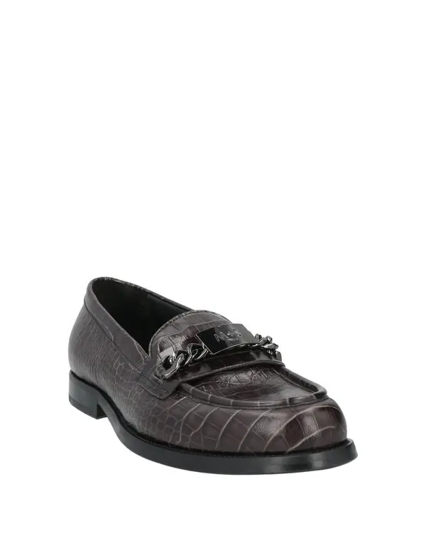 MICH SIMON Charcoal Leather Crocodile-print Loafers