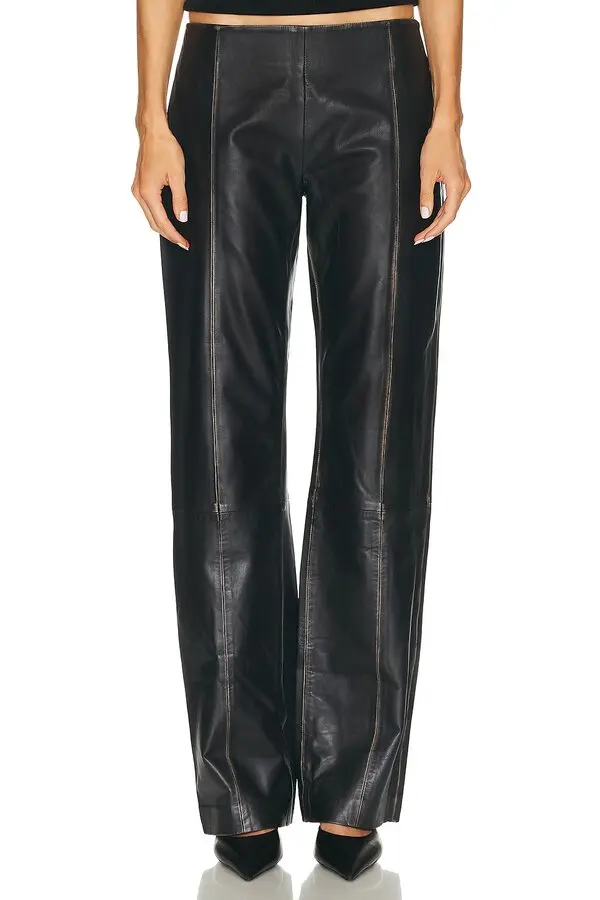 ST. AGNI Brushed Leather Pant - Black