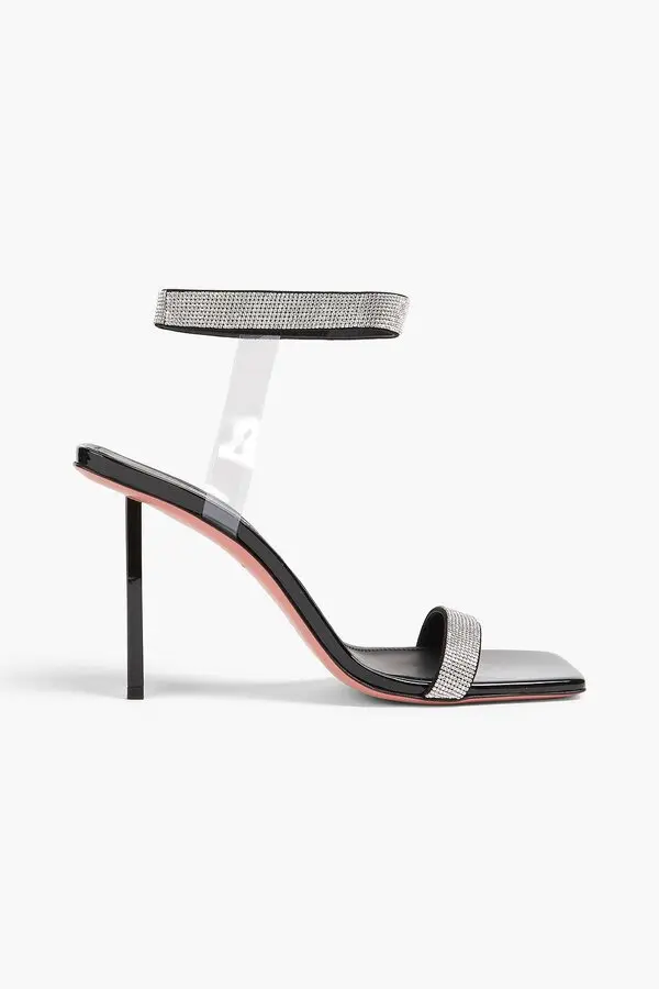 Amina Muaddi Rih Crystal-embellished Suede And Pvc Sandals