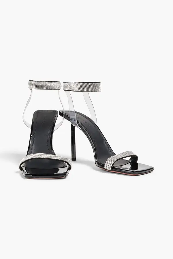 Amina Muaddi Rih Crystal-embellished Suede And Pvc Sandals