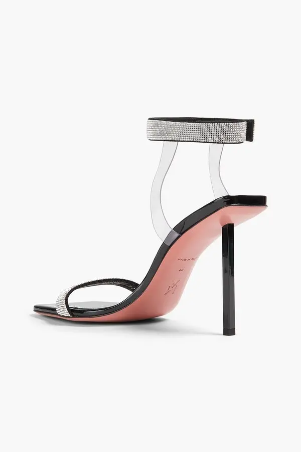 Amina Muaddi Rih Crystal-embellished Suede And Pvc Sandals