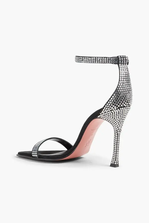 Amina Muaddi Kim Crystal-embellished Suede Sandals - Black
