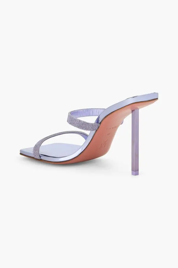 Amina Muaddi Rih Crystal-embellished Mirrored-leather Sandals - Purple