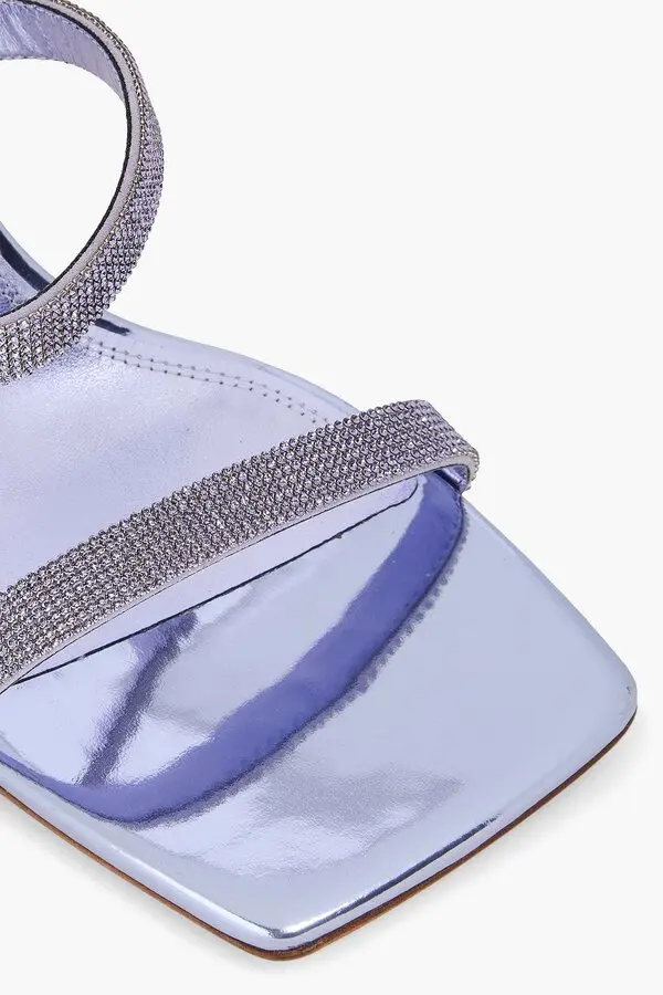 Amina Muaddi Rih Crystal-embellished Mirrored-leather Sandals - Purple