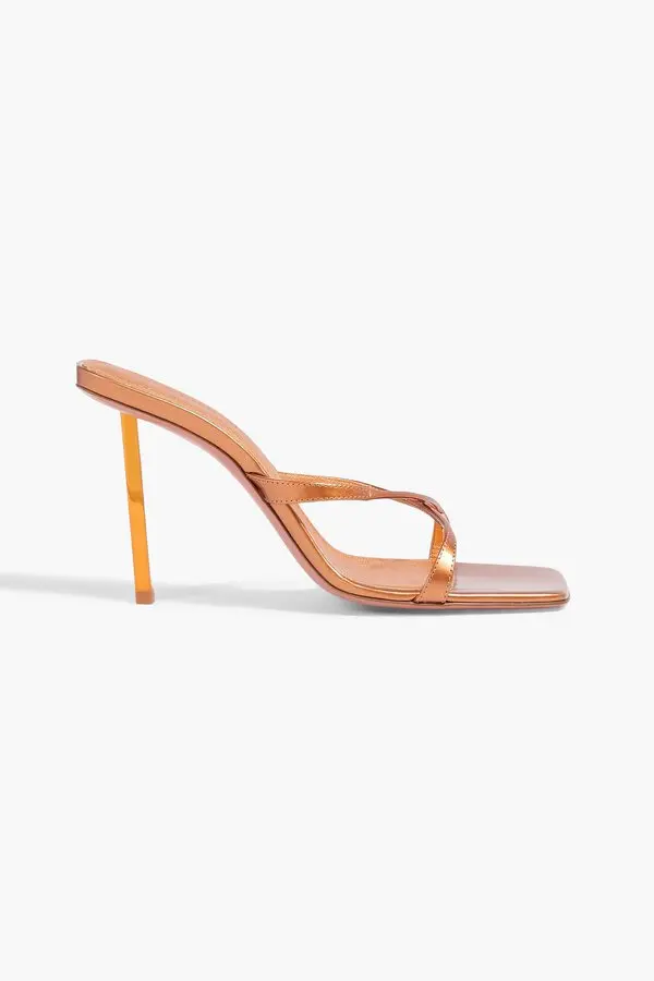 Amina Muaddi Adriana 95 Mirrored-leather Mules